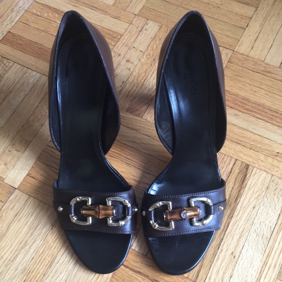 Gucci | Shoes | Gucci Open Toe Heel Classic Gucci Bamboo Buckle | Poshmark